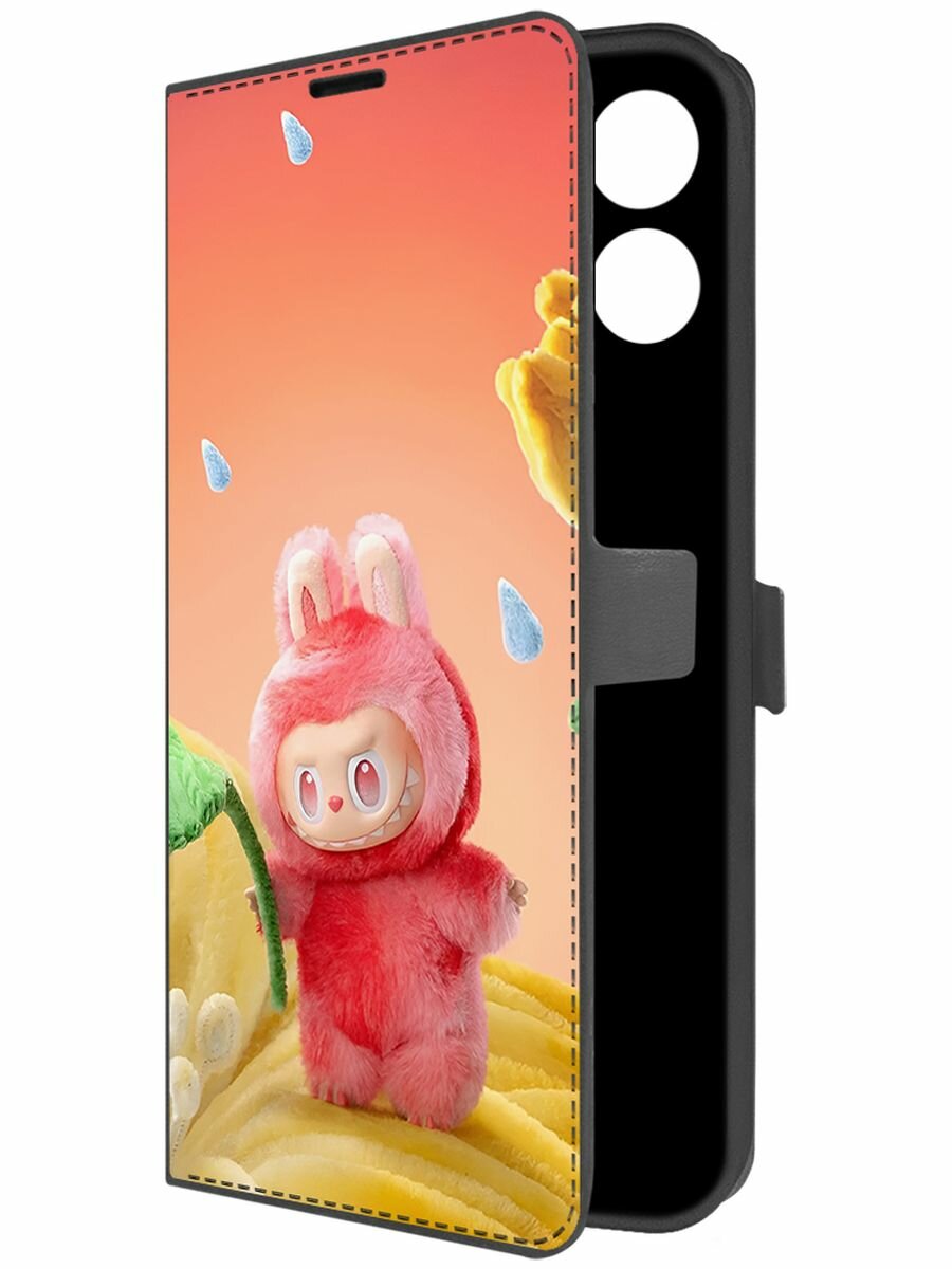 Чехол-книжка Krutoff Eco Book для Realme Note 50 Лабубу Любовь (черный)