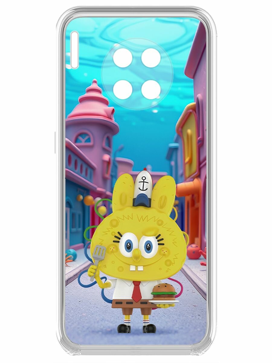 Чехол-накладка Krutoff Clear Case Лабубу Спанчбоб для Huawei Mate 30