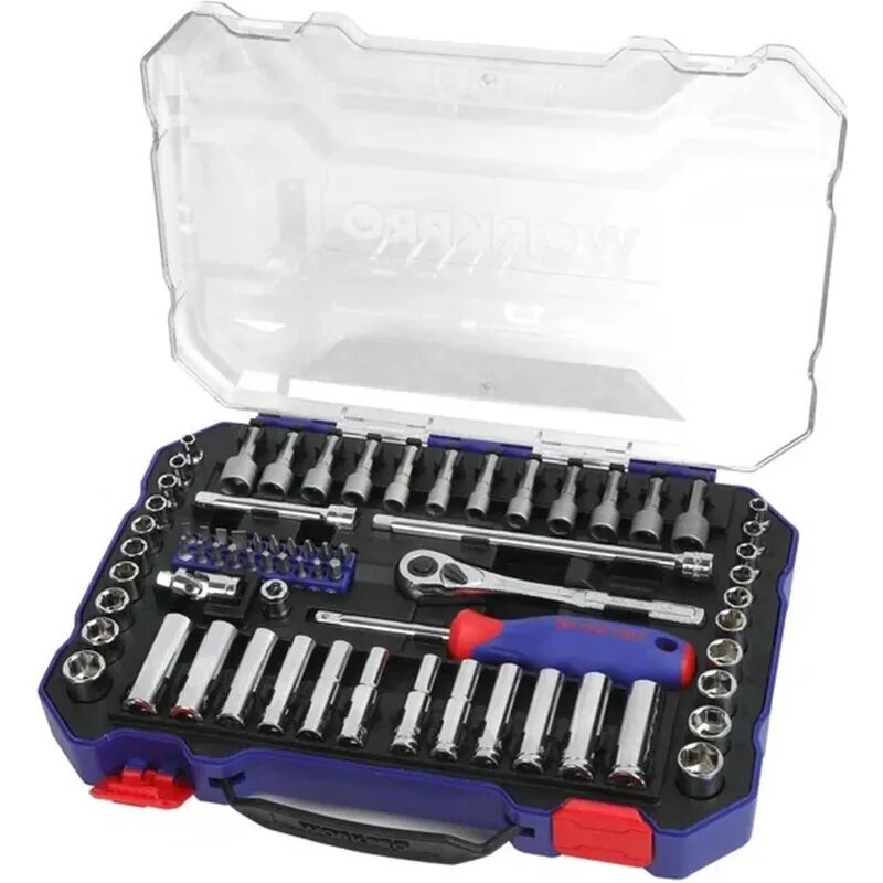 Набор инструментов 70пред.(метр. и дюймовые головки 1/4) WP202522 Workpro 2131565