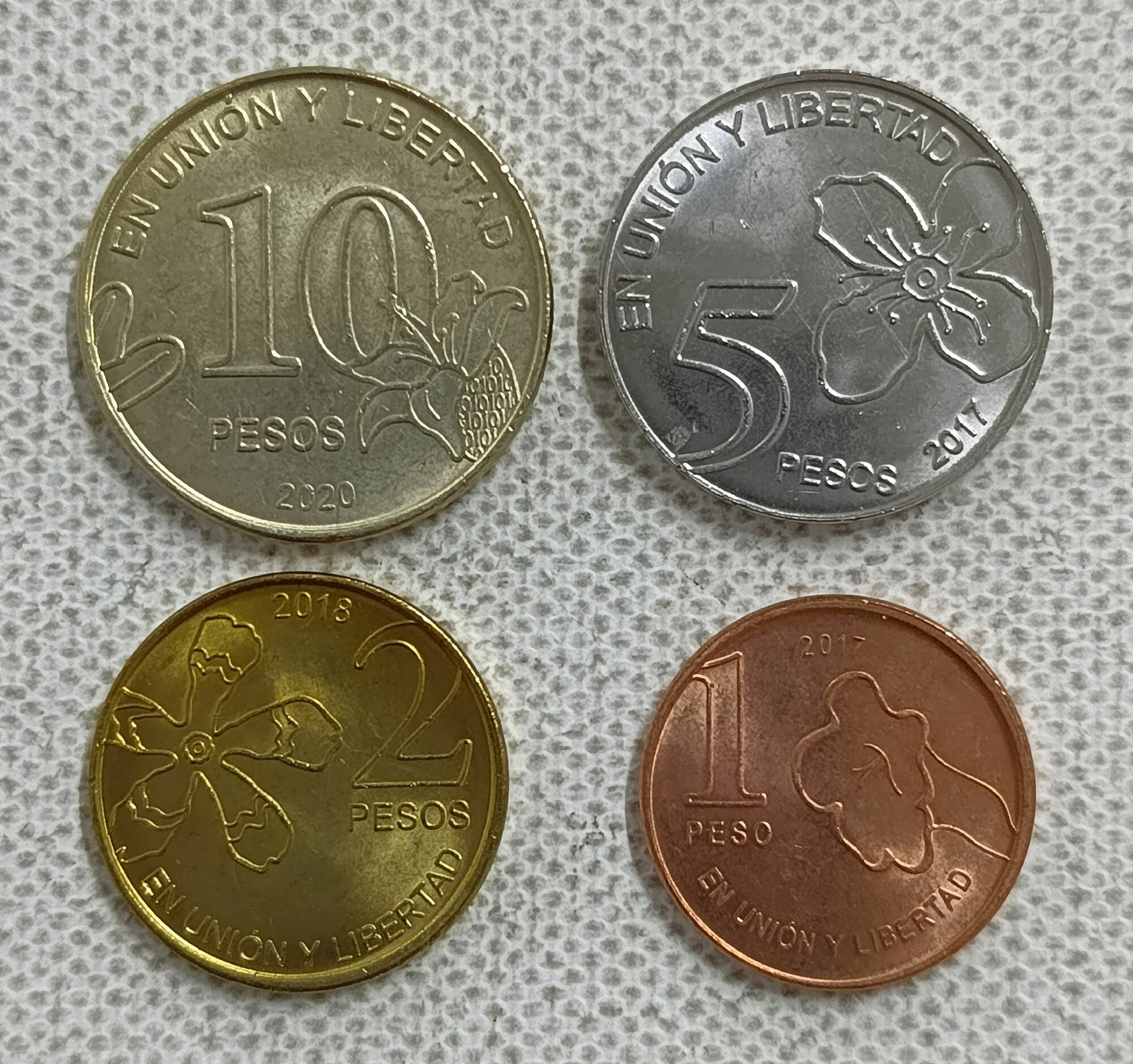 Аргентина набор 1-10 песо 2017-2020 годов