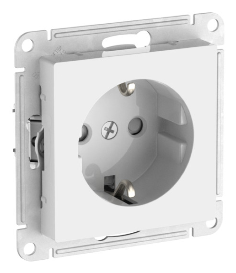 Розетка силовая штепсельная Systeme Electric / Систем Электрик AtlasDesign, 16А IP20 белый, с заземляющими контактами и шторками, ATN000145S / электрооборудование