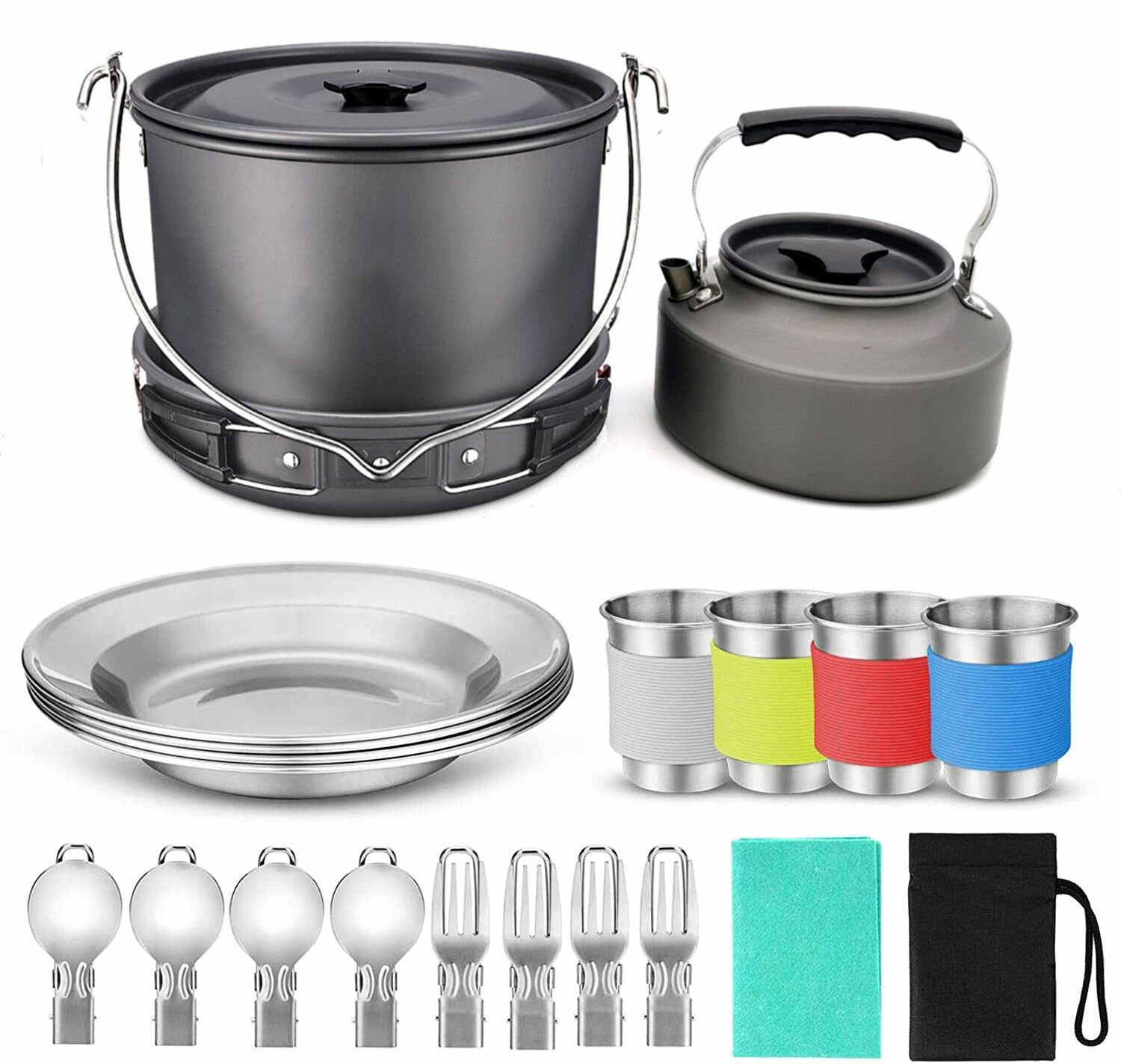 Набор туристической посуды, походный набор посуды, для кемпинга, похода, рыбалки, пикника, складной