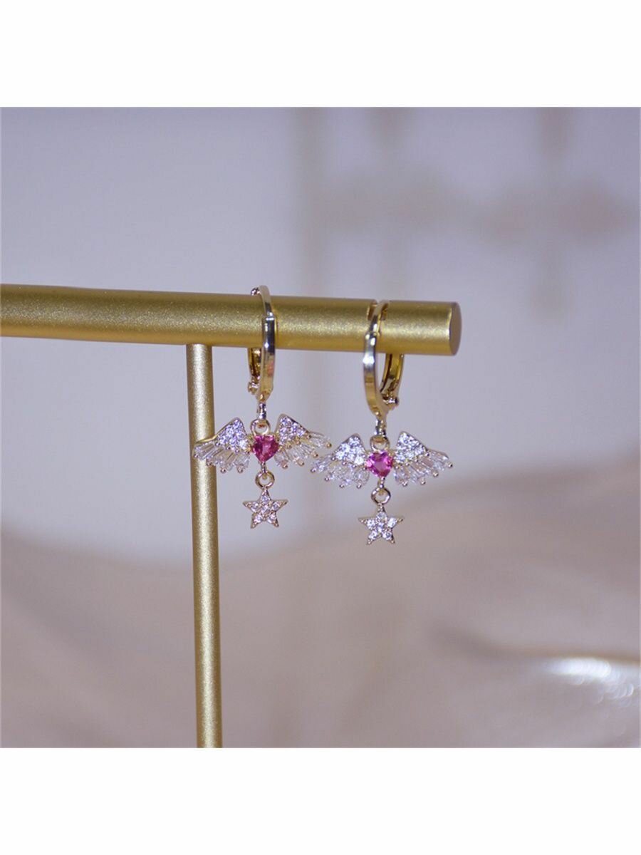 Серьги пусеты be self true, эмаль, кристалл