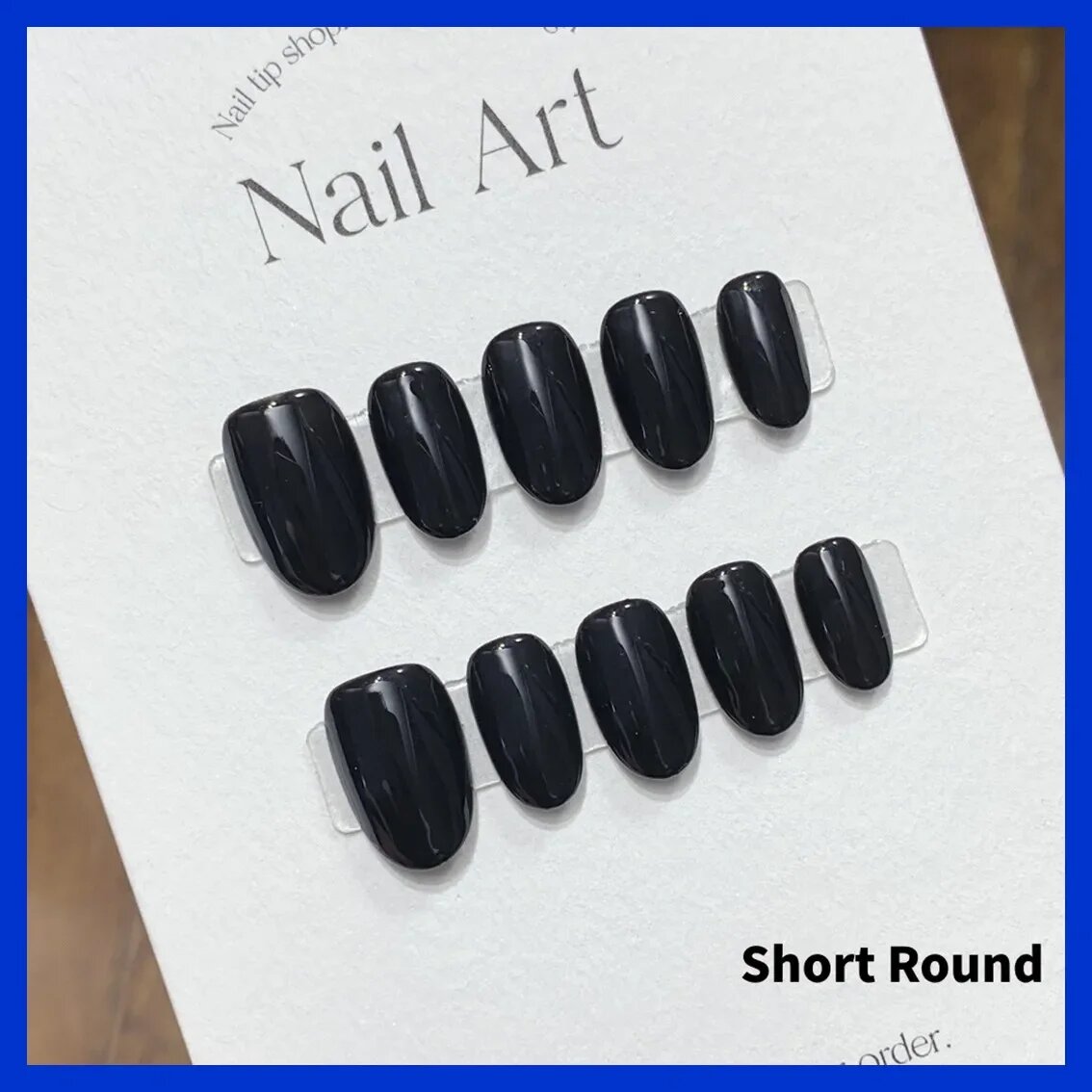 Черные накладные ногти Short-Round, 10 шт