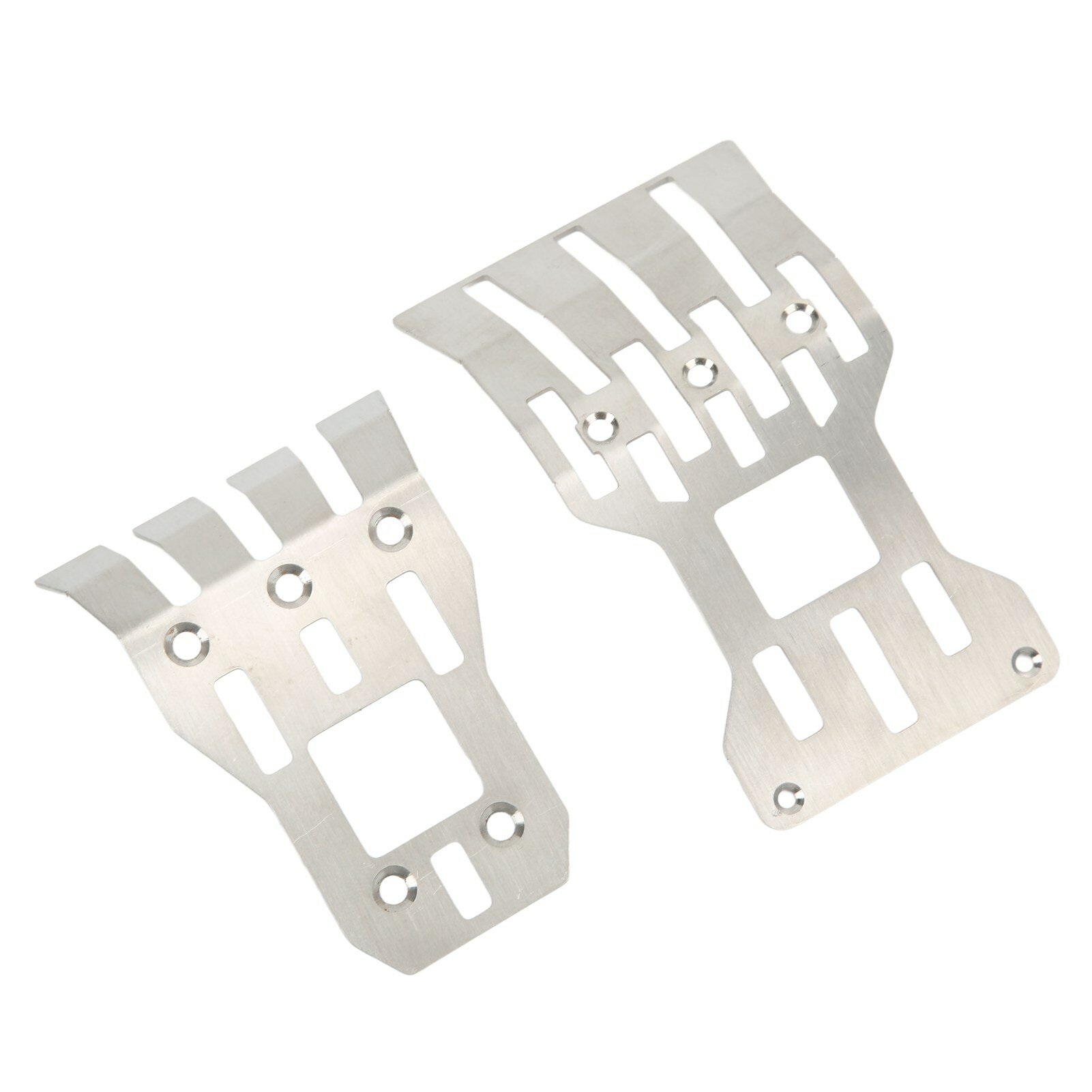 2Pcs RC Front Rear Chassis Skid Plates Stainless Steel Silver Armor Protection Plate Accessories for ARRMA