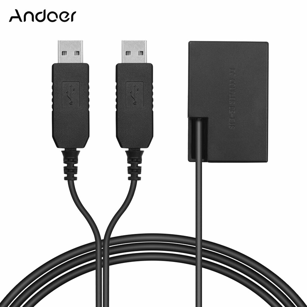 Сменный двухпортовый USB-адаптер питания Andoer DC Coupler DR-E17 для фотокамер Canon 77D 200D 750D 760D 800D