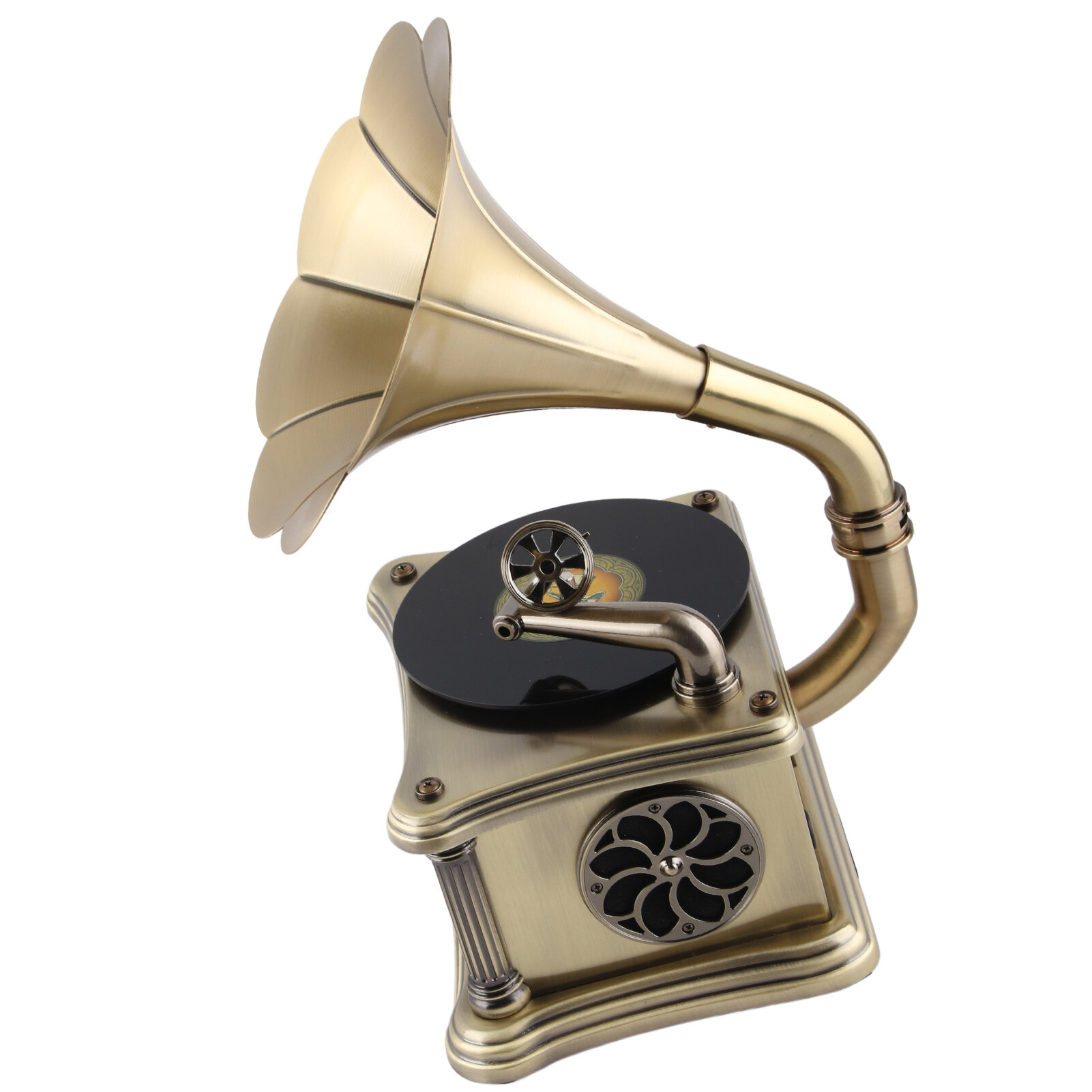 Мини Ретро Граммофон Сплава Bluetooth Винтаж Фонограф Пульт Дистанционного Управления Тип C Зарядка Проигрыватель Пластинок