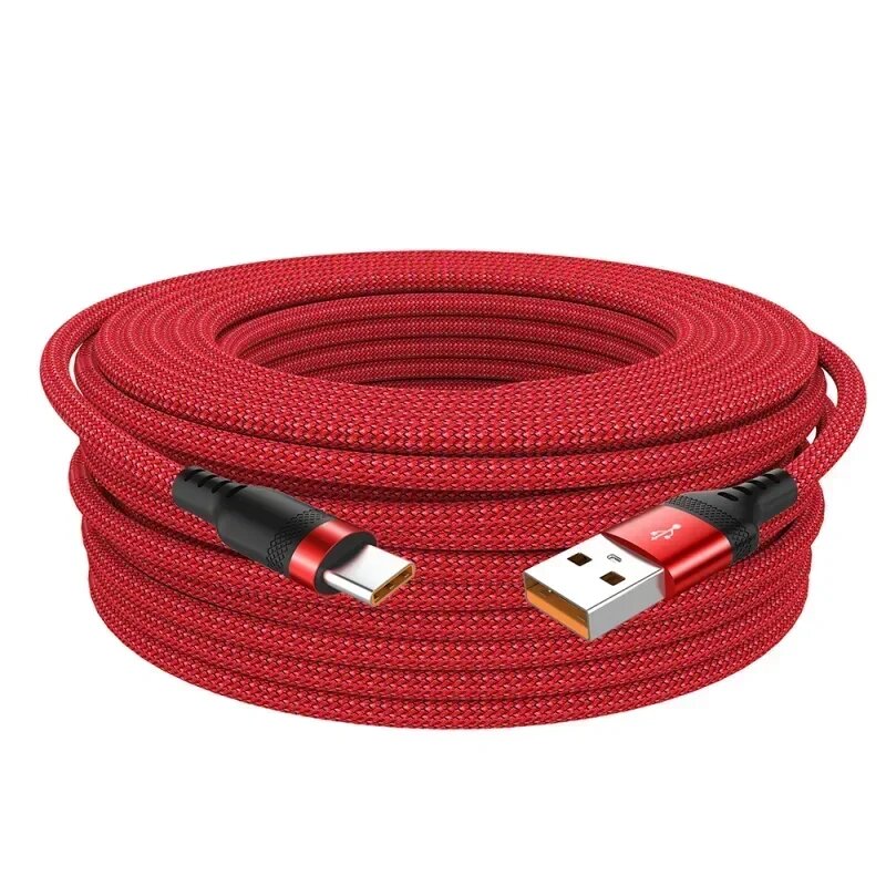 Красный кабель USB Type-C 3м для быстрой зарядки