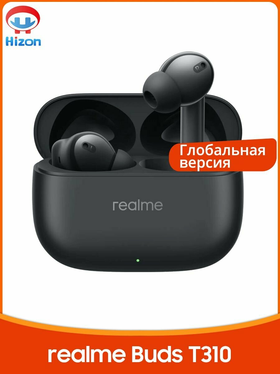 Realme Наушники беспроводные с микрофоном realme Buds T310, Bluetooth, USB Type-C, черный