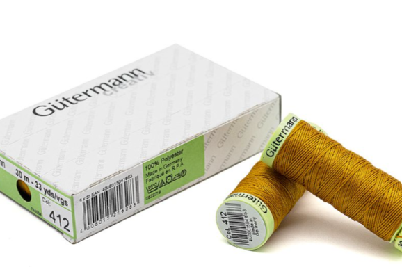 Нитки швейные Top Stitch 30, 30 м для декоративной отстрочки, Gutermann (412 охра)