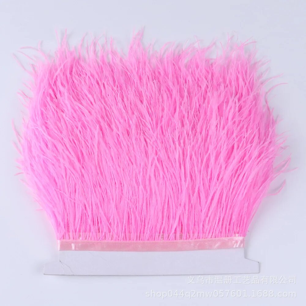 Страусиная бахрома розового цвета Розовый, 8-10cm 1M, 005