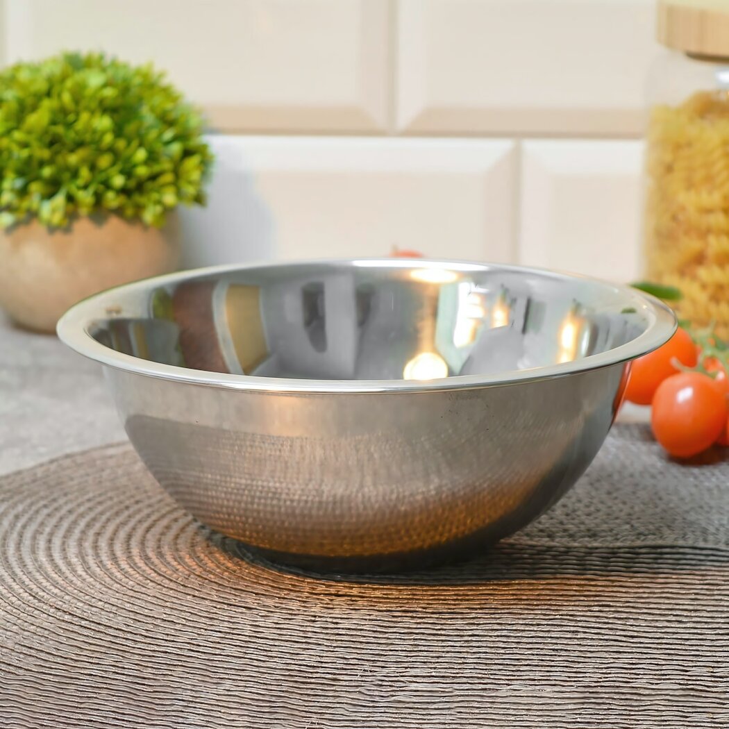 Миска глубокая 20см из нержавеющей стали, блестящая, для сервировки