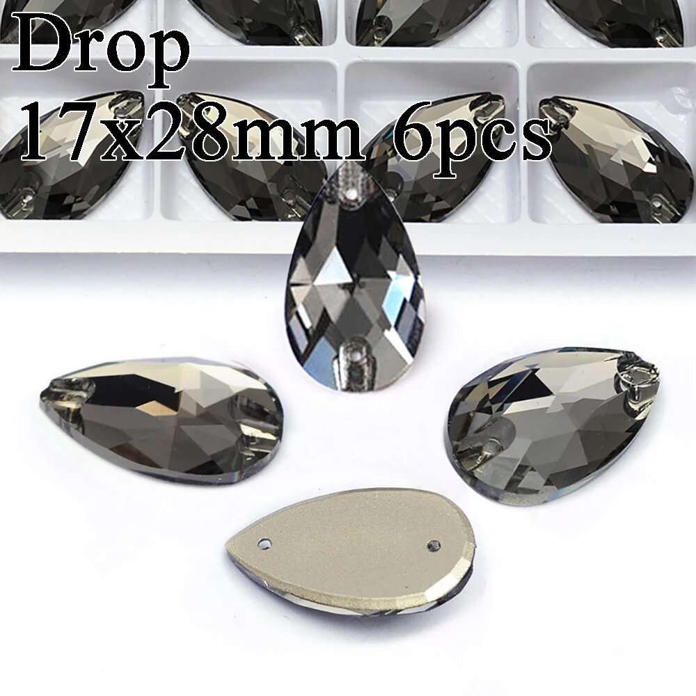 Хрустальные стразы Pubrilex черные Серый, 3230 17x28mm 6pcs