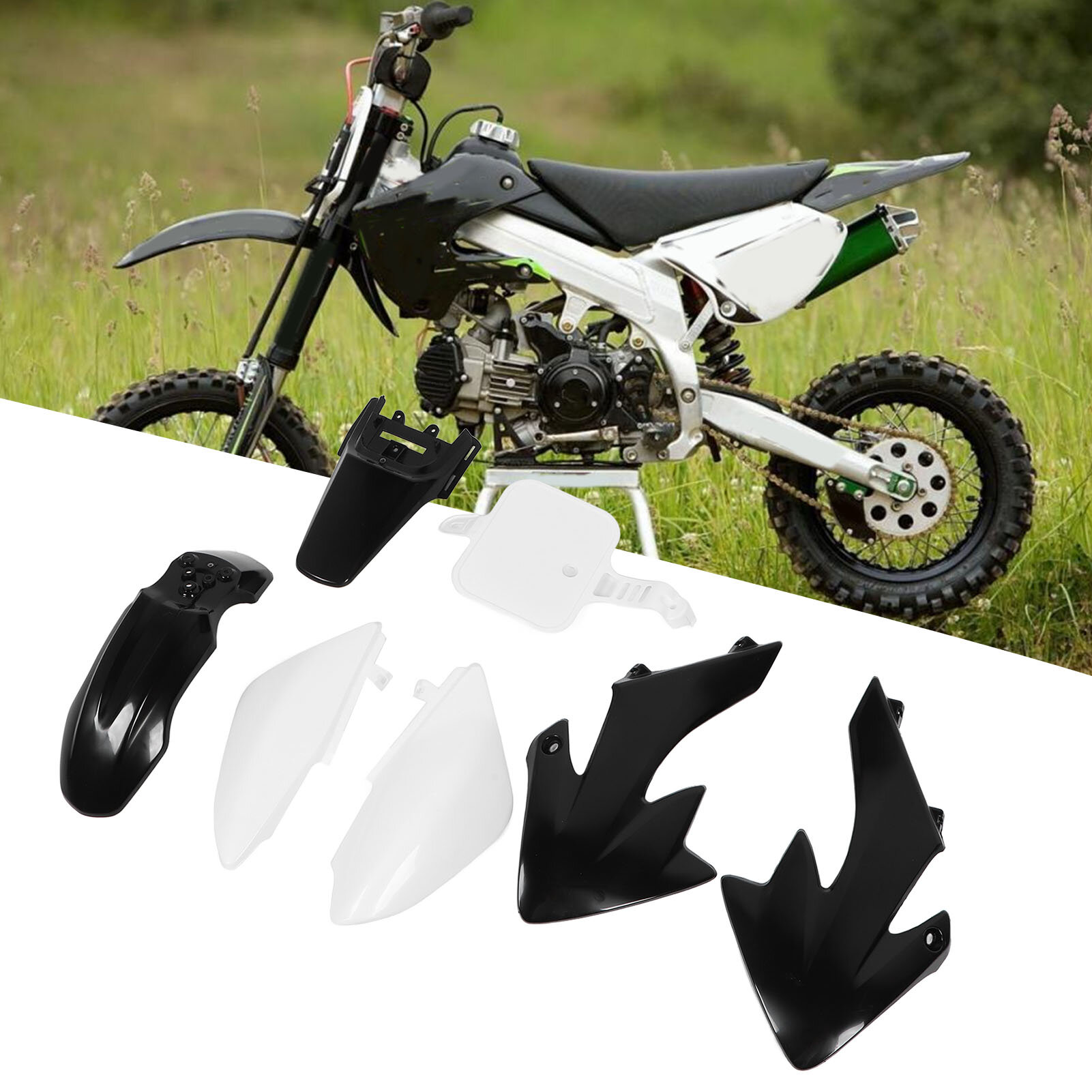 Комплект пластиковых обтекателей и брызговиков для CRF50 XR50 50-160cc, 4 черных, 3 белых