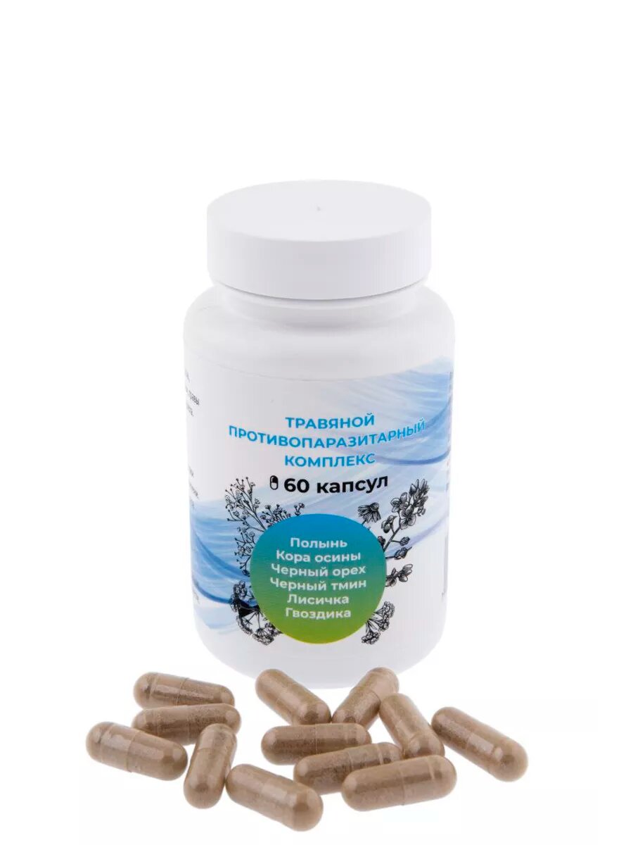 Антипаразитарный сбор Сила пяти трав, для очищения организма, 60 капсул