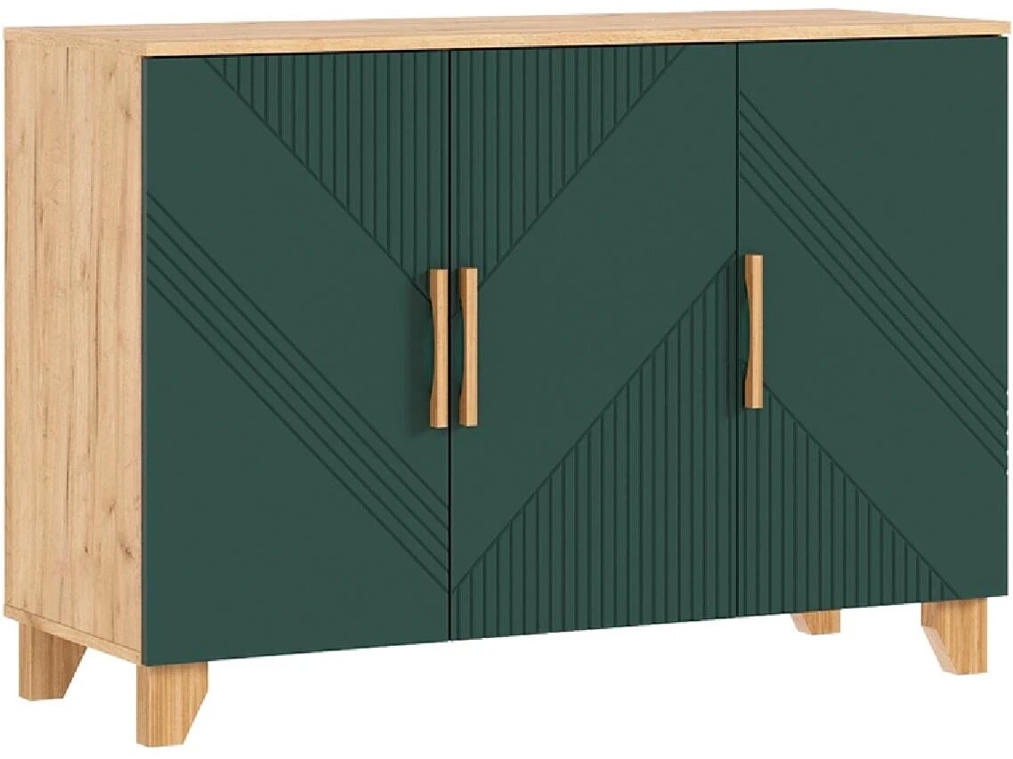 Комод 1200, в современном стиле, с фасадами МДФ, браш мени грин/дуб крафт