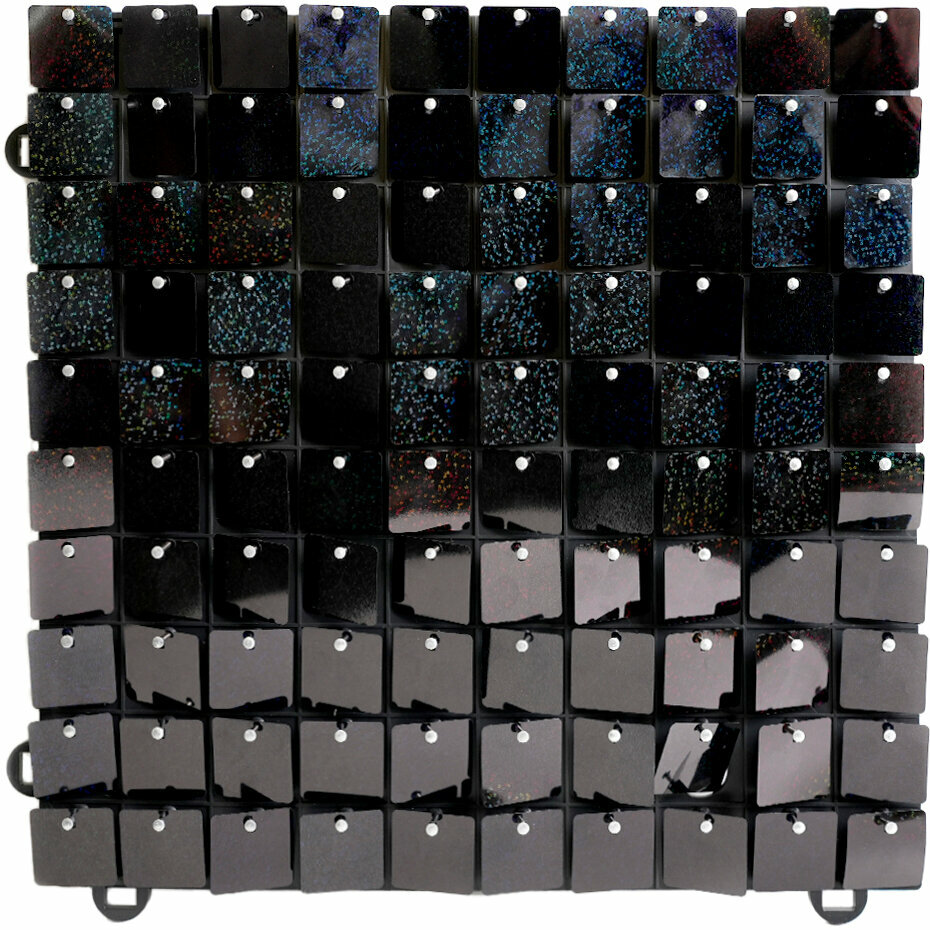 Панель декоративная Волна веселья Пайетки, Лазерные точки, 30х30 см, цвет черный голография