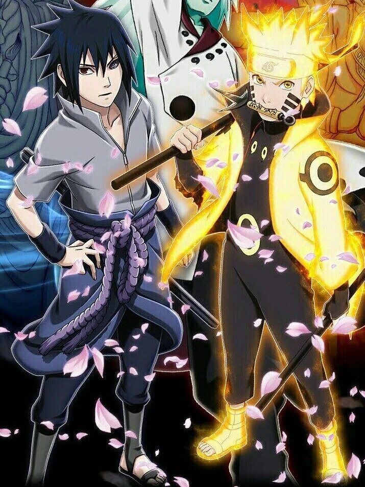 Алмазная мозаика на подрамнике "Наруто Шиппуден" круглые бриллианты 40х50см