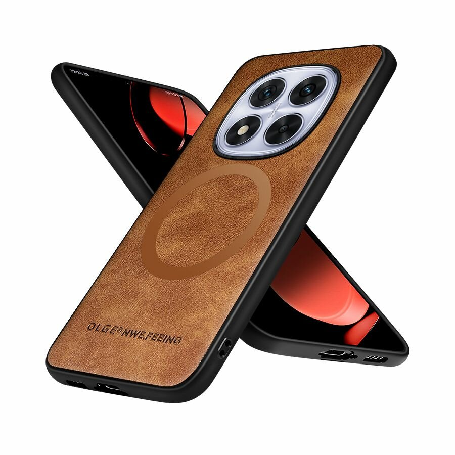 Кожаный чехол для телефона Xiaomi Redmi Note 14 Pro 5G ( Редми Ноут 14 Про 5G), модный, легкий, устойчивый к падениям, прочный, простой