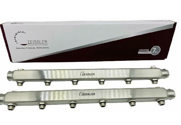 TIM Коллектор из нержавеющей с межосевым расстоянием выходов 100 мм 1*1/2 (6 выходов) ZSc.404.060406S