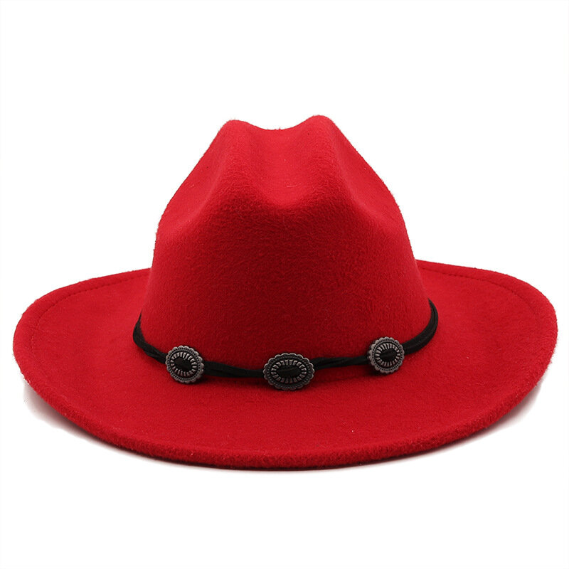 Шляпа-цилиндр, мужская и женская, осенне-зимняя, красная, размер M