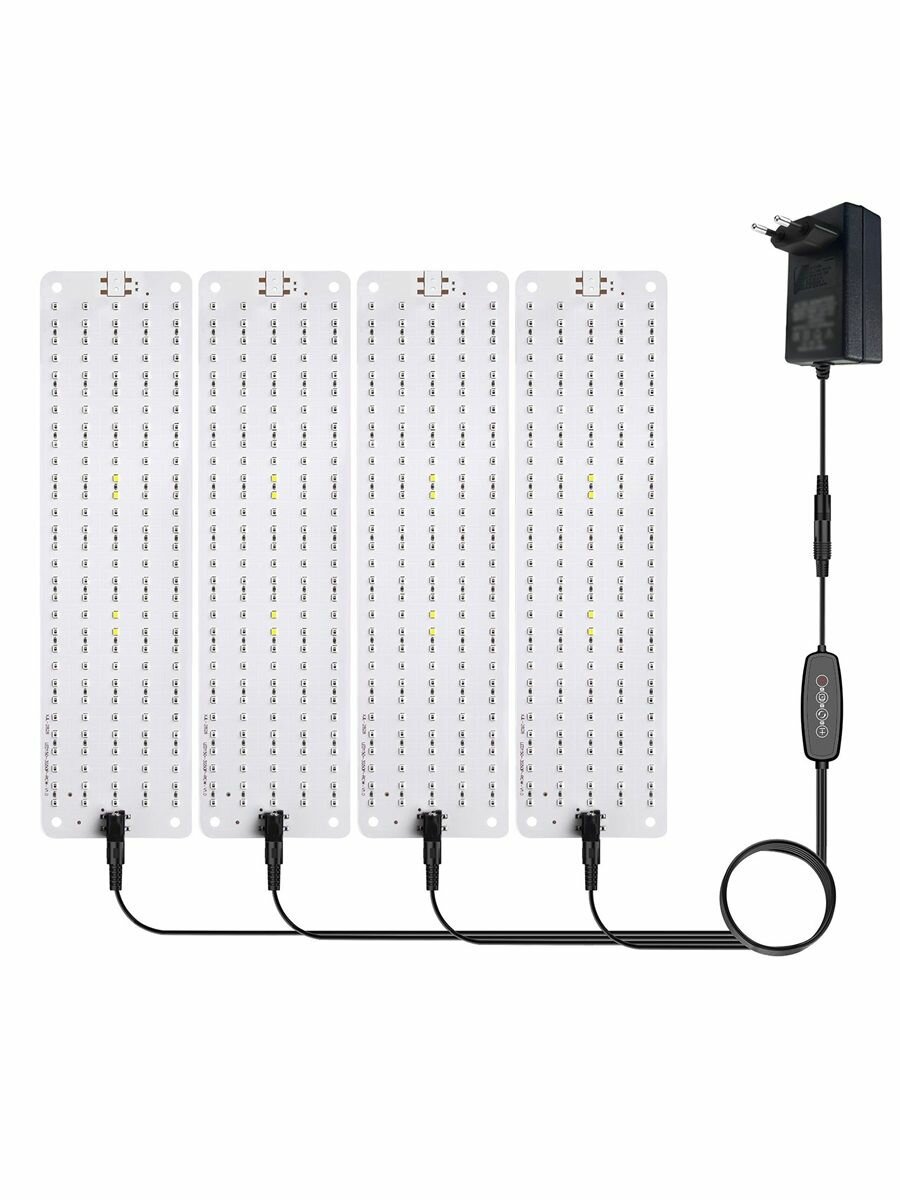 Полный спектр светодиодная лампа для растений с красным и синим светом, 600 LED, четыре панели