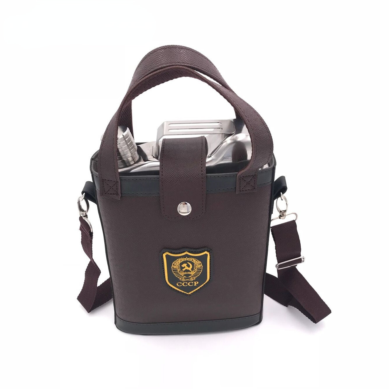 Фляжка "Армейская", нержавеющая сталь, герметичная, резьба, коричневая