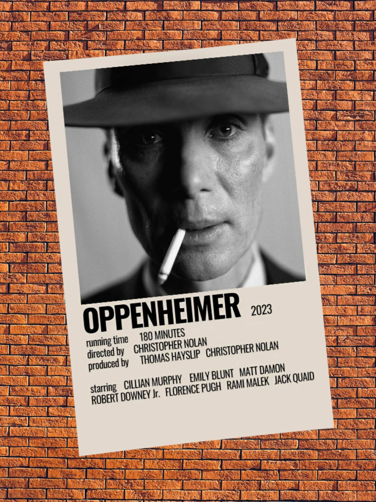 Постер "Оппенгеймер" в стиле "полароид", формат А3, 297 х 420 мм, глянцевый
