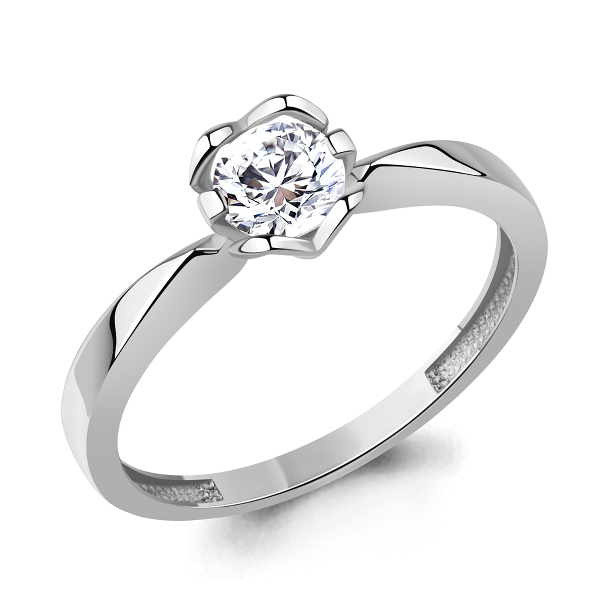 Кольцо, белое золото, 585 проба, фианит