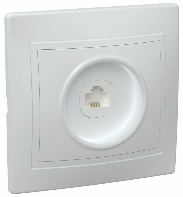 Розетка С/У 1-я телеф. RJ11 Cat.3 (в сборе) белая KVARTA