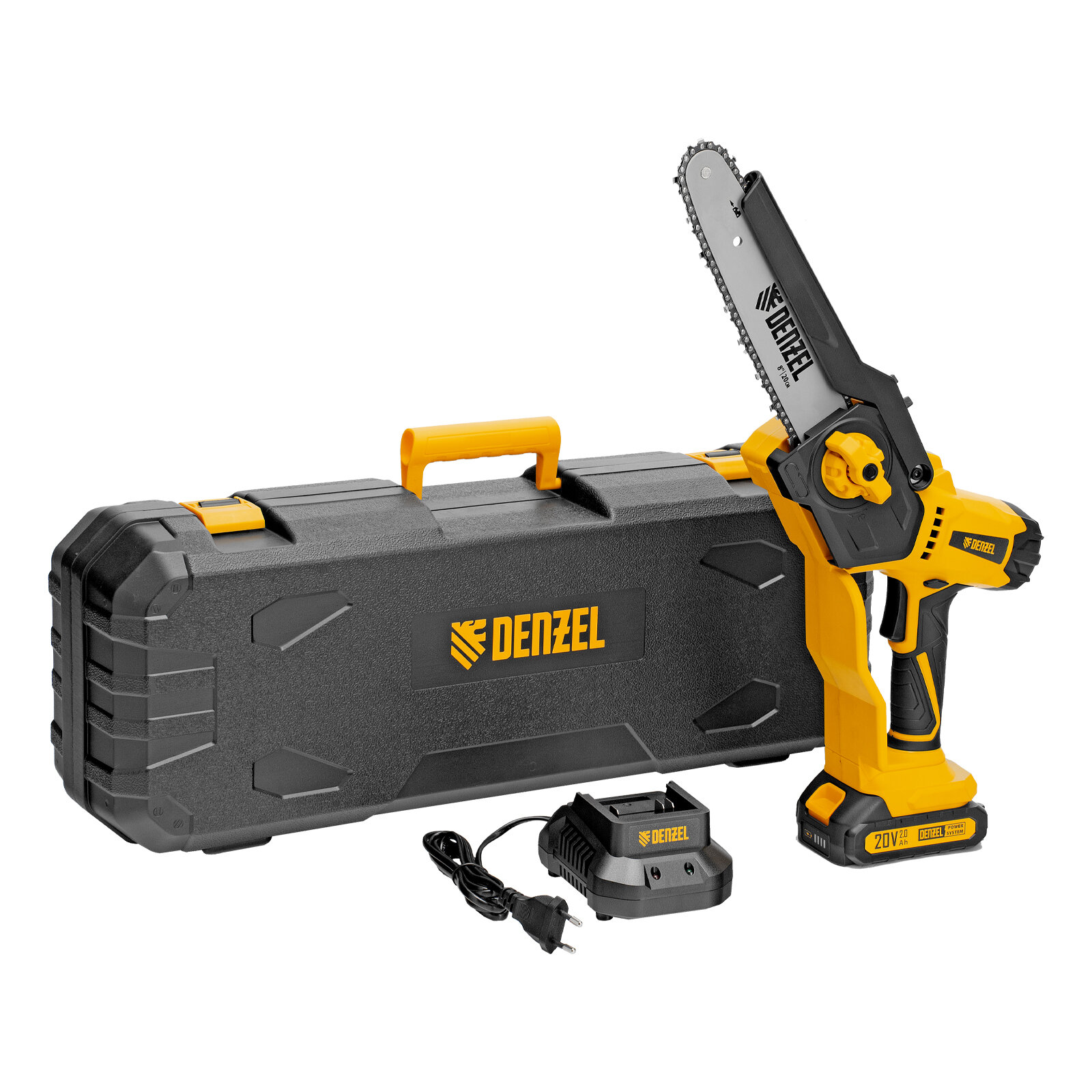 Цепная мини-пила аккумуляторная бесщет, СCS-200BL, шина 200 мм, Li-Ion, 20 В Denzel