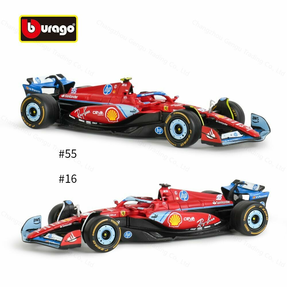 Bburago 1:43 Ferrari 2024 SF-24 Майами Формульный болид Формулы-1, Литые под давлением автомобили, коллекционная модель гоночных игрушек