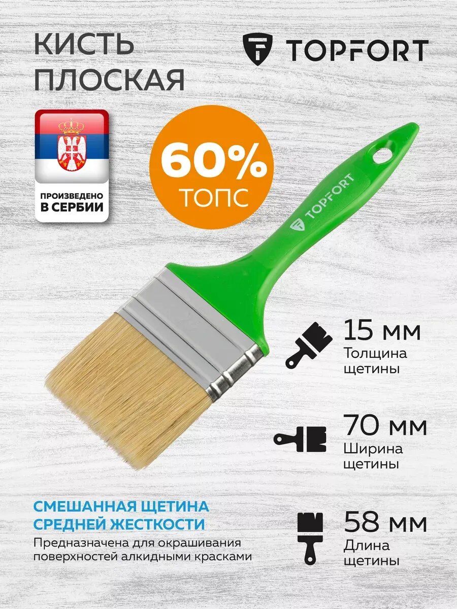 Кисть малярная плоская 70 мм