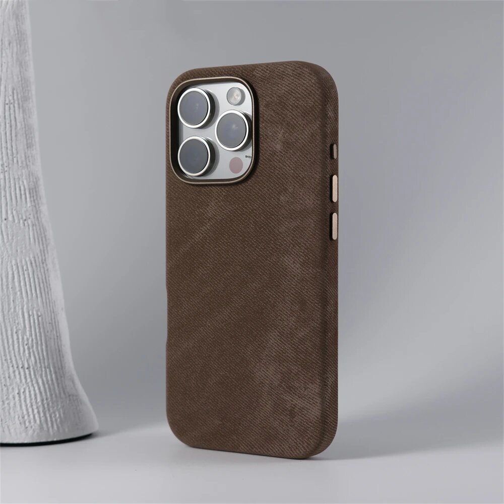 Flannel Fiber Leather Metal Lens Camera Magnetic Case For iPhone 16 Pro 15 14 Plus 13 12 Pro Max Magsafe Wireless Charging Cover
