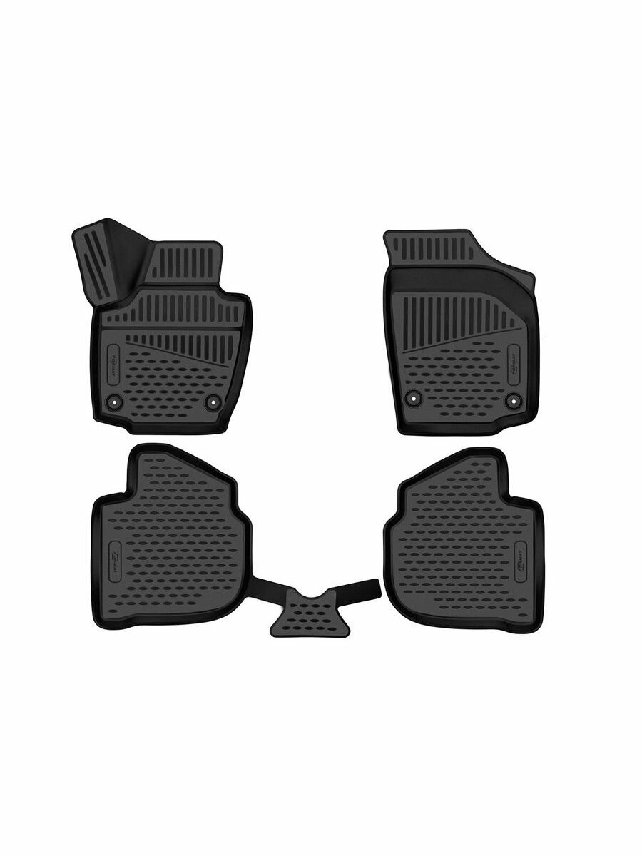 Коврики 3D в салон для VOLKSWAGEN Polo (VI) 2020-/ SKODARapid (I, Iр, II), 2013-2020, 2020-, 4шт. (ПУ, повышенная износостойкость) / Фольксваген Поло