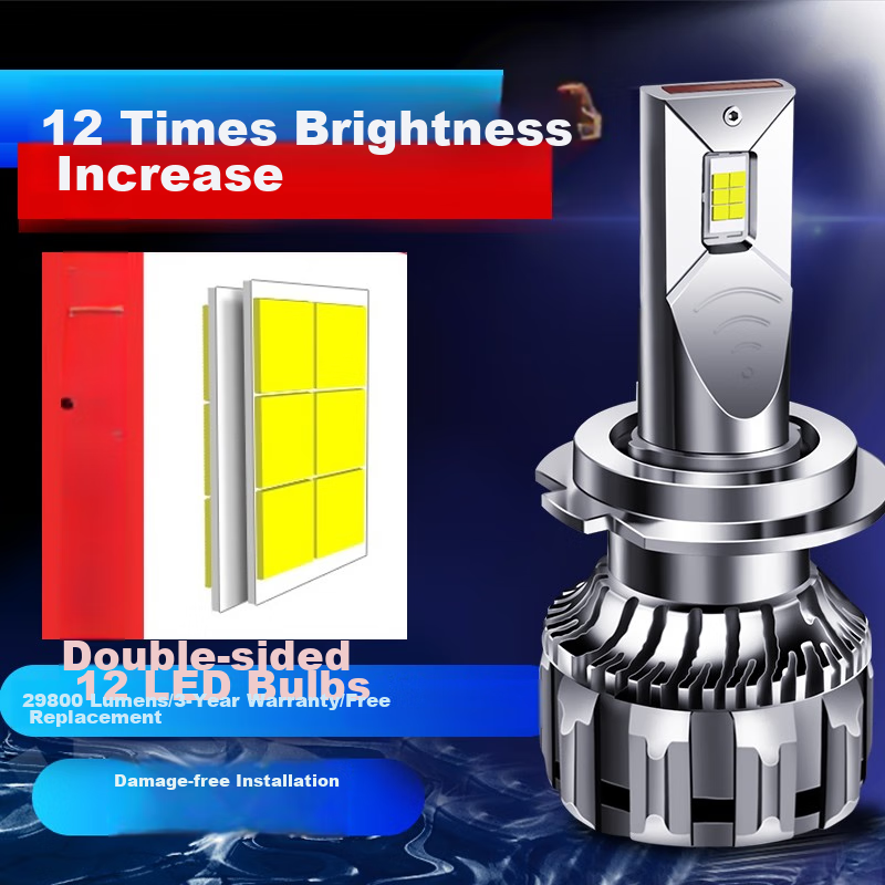 Paisu Car LED Headlights, H4 LED High Beam And Low Beam, Car Lights, Ultra-Bright Car Bulbs, White Light Headlights, 6500K, No Damage Installation Modification, Front Car Light Modification
