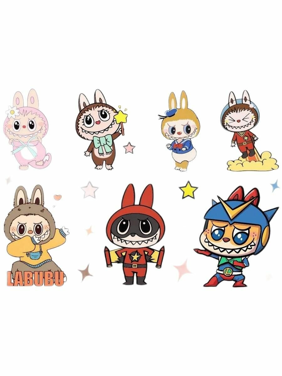 Детские водонепроницаемые наклейки c Лабубу, большие декоративные стикеры, ассорти