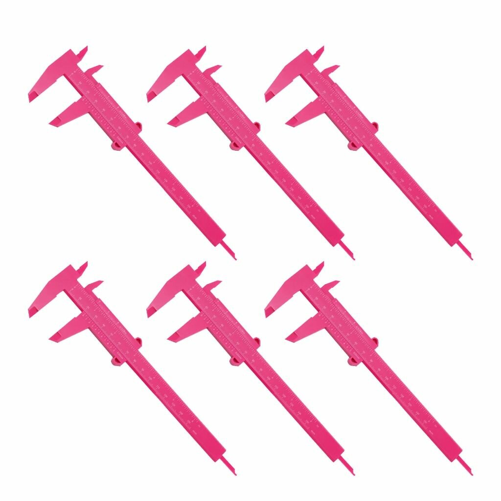 6 мини-штангенциркулей с двойной шкалой 150 мм -розово-красный