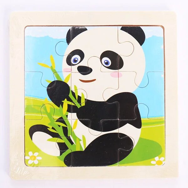 Деревянные 3D-пазлы skxnier Мультяшные динозавры и транспорт Черный, Panda