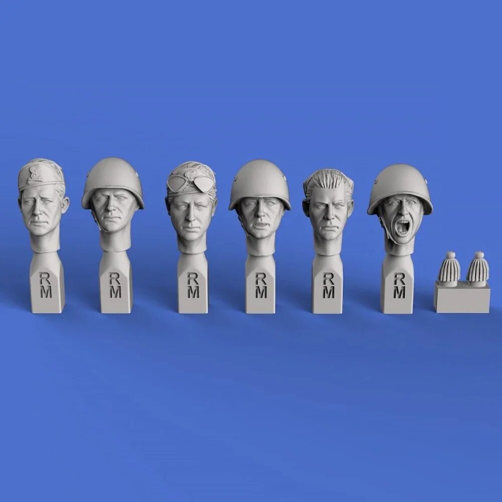 1/35 итальянские головы, 2 модели солдата из смолы, военные темы, комплект в разобранном и неокрашенном виде