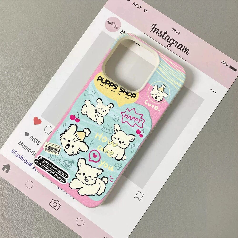 Чехол для iPhone 13 с щенком, белый, ТПУ