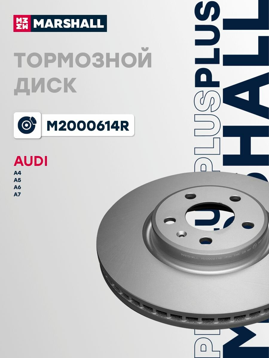 Диск тормозной PLUS R (левая/правая передняя) Audi: A4, A5, A6, A7 DF6148 -