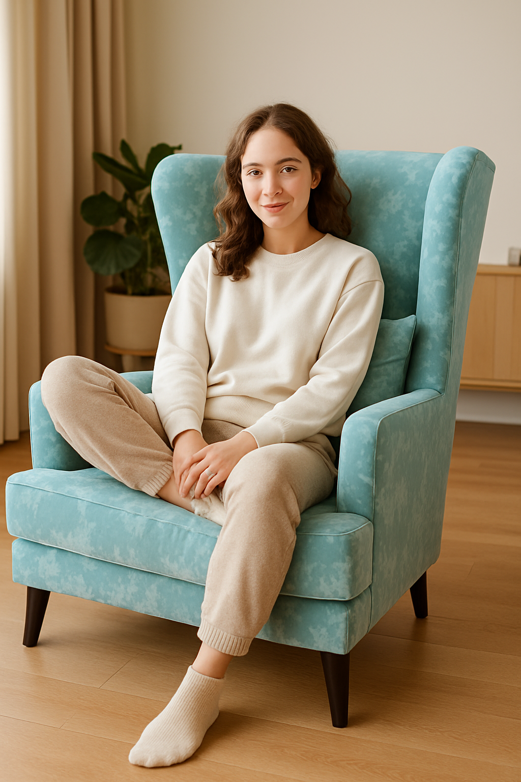 Кресло мягкое Марсель из велюра, лазурный, кресло интерьерное, кресло для гостиной