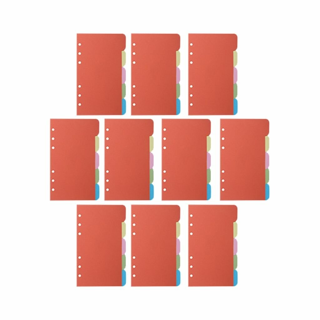 10 цветных листов с 6 отверстиями для заполнения отрывных листов, разделительная бумага ручного счета, страница-A6 сплошной цвет