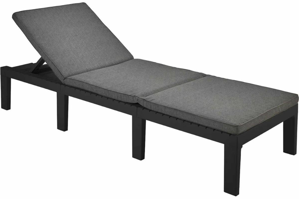 Складной шезлонг IPAE-PROGARDEN HAITI с подушками, антрацит 11981
