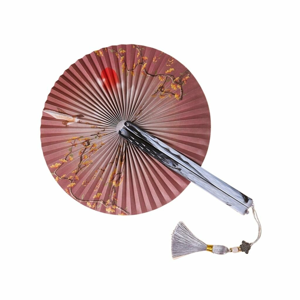 (1шт) Антикварный круглый складной веер- 04