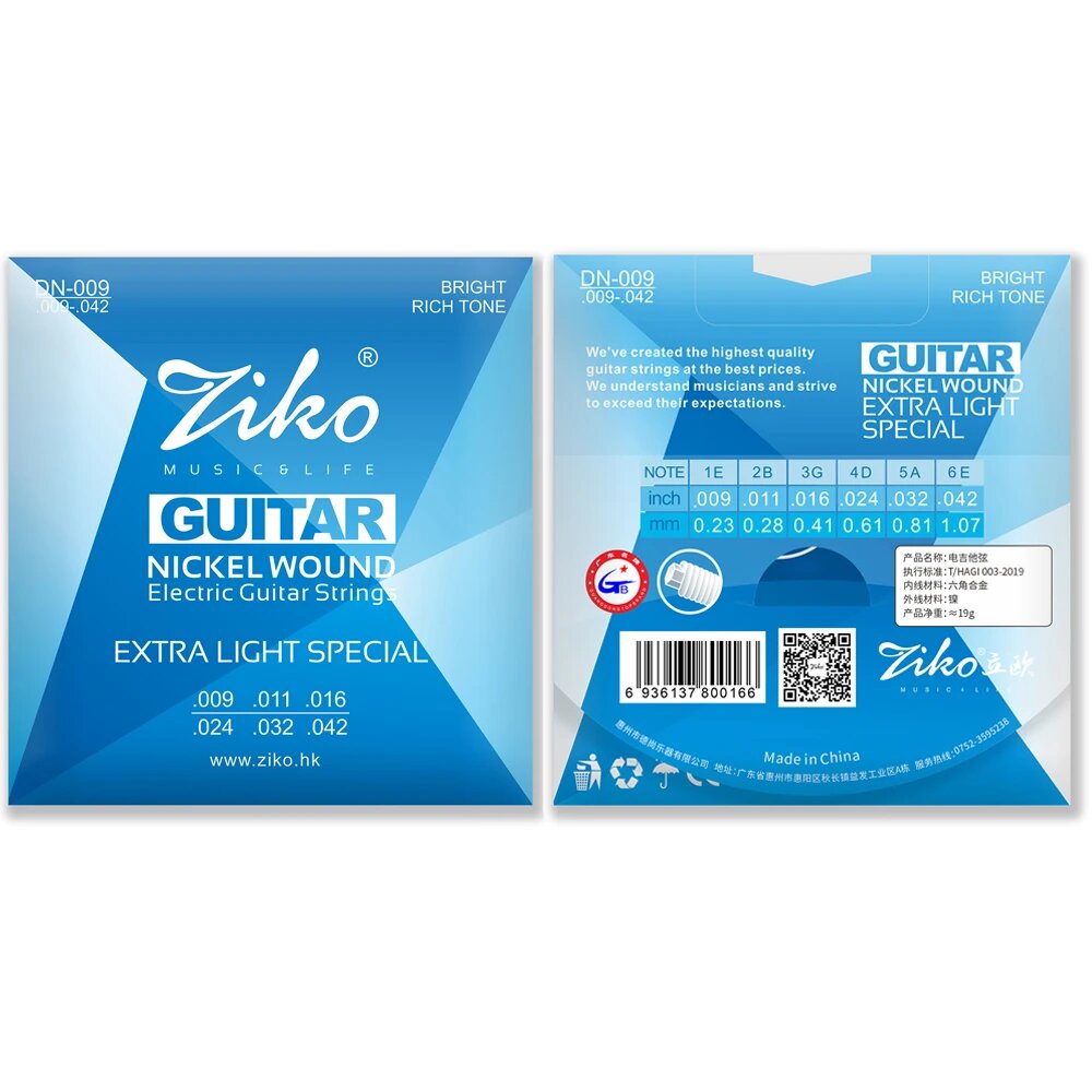 ZIKO Электрогитарные струны Nickel Wound Extra Light Special DN-009