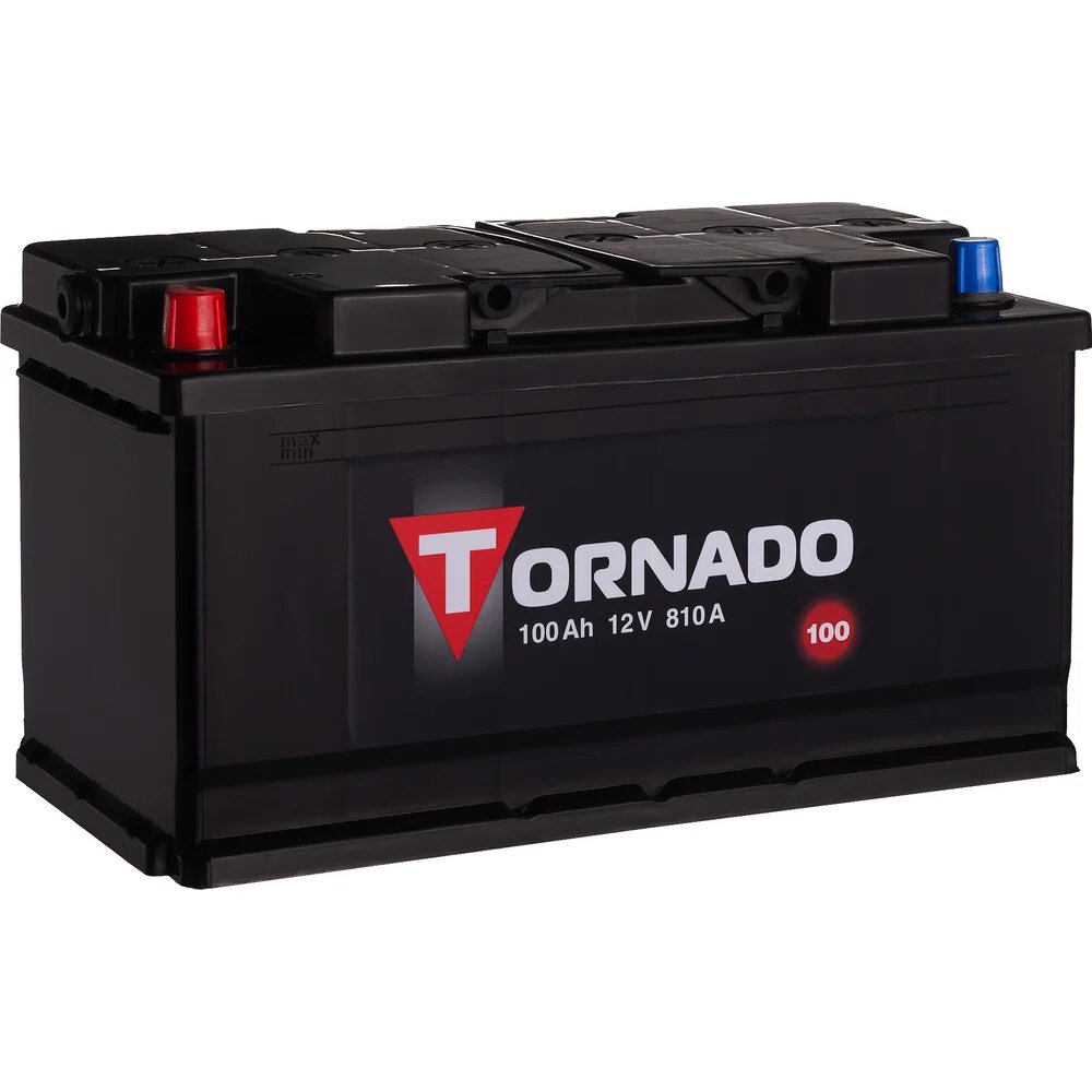 Аккумулятор TORNADO 6ст 100 N 12‑В автомобильный кальциевый тип DIN/JIS L5, стандартные клеммы, повышенный пусковой ток