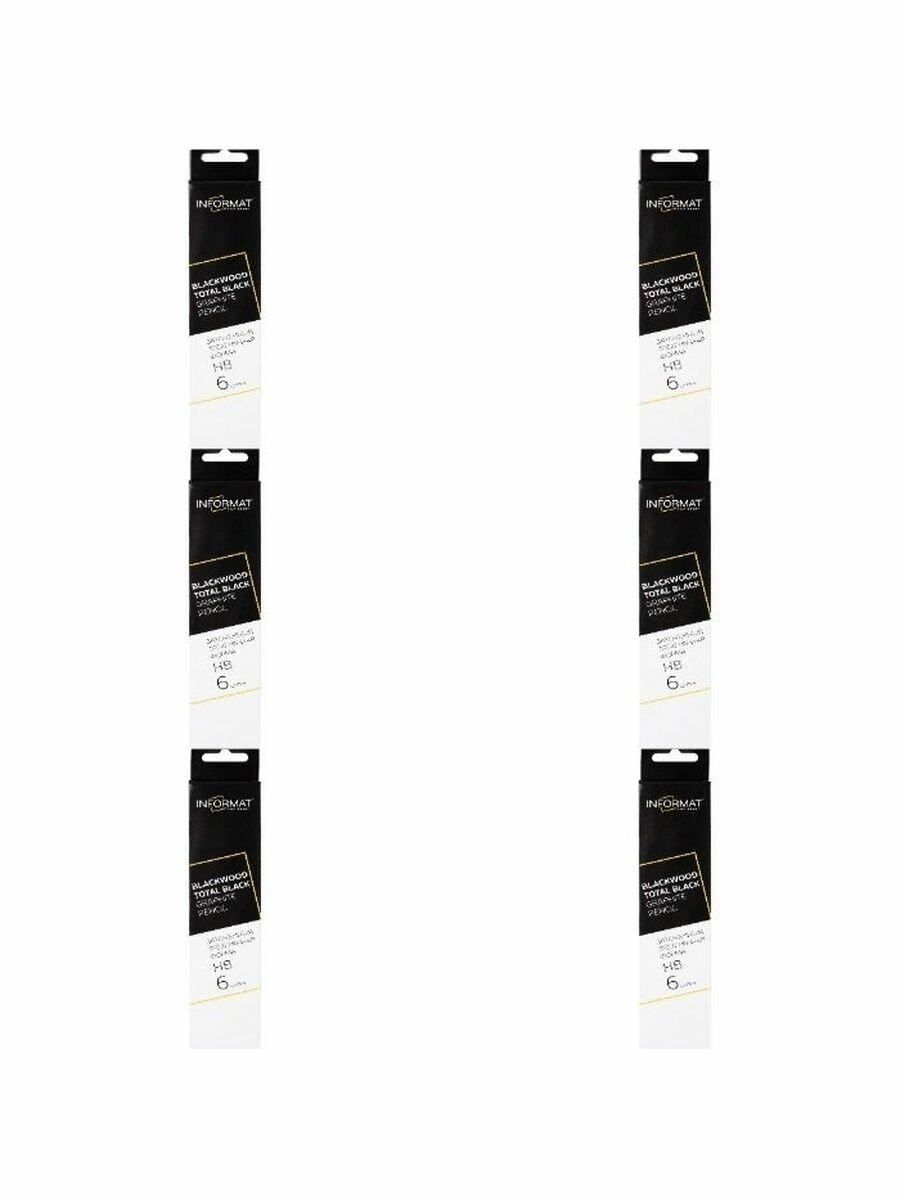 Informat Total Blackwood Набор чернографитных карандашей, Трехгранные, Деревянные, 6 шт, Черные, 6 шт