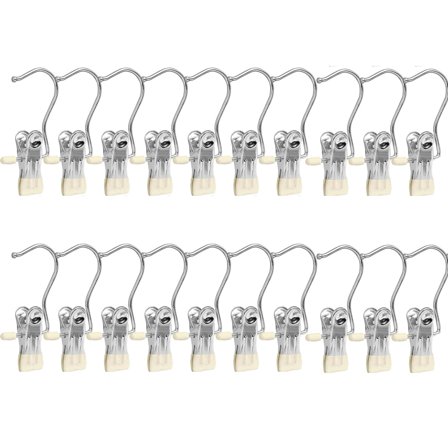 Подвески для ботинок Клещи для стирки Крючки для сушки Клещи для одежды Петли для гардероба Органайзер клещей Носки Полотенца Клещи Прочные Петли для одежды Набор Клещи для гардероба Путешествие Штаны Носки Сумки, 20 штук, Сталь нержавеющая,